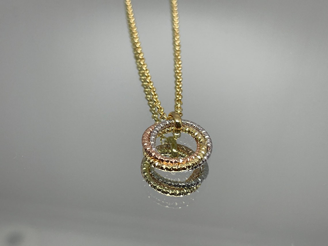 14KT Tri Color Gold Round Necklace - Etsy