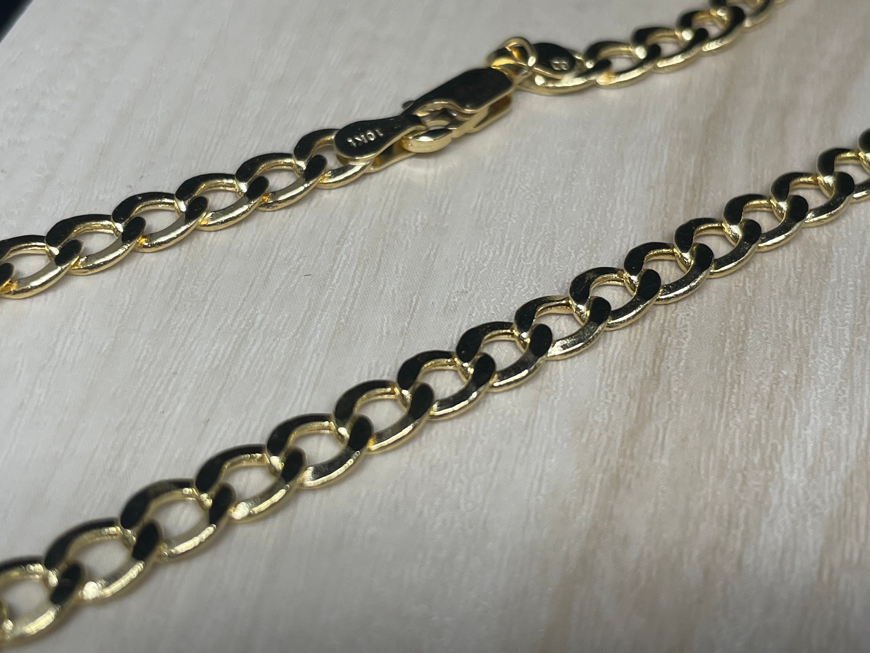 10K Solid Yellow Gold Cuban Link Chain Necklace 5mm - Etsy