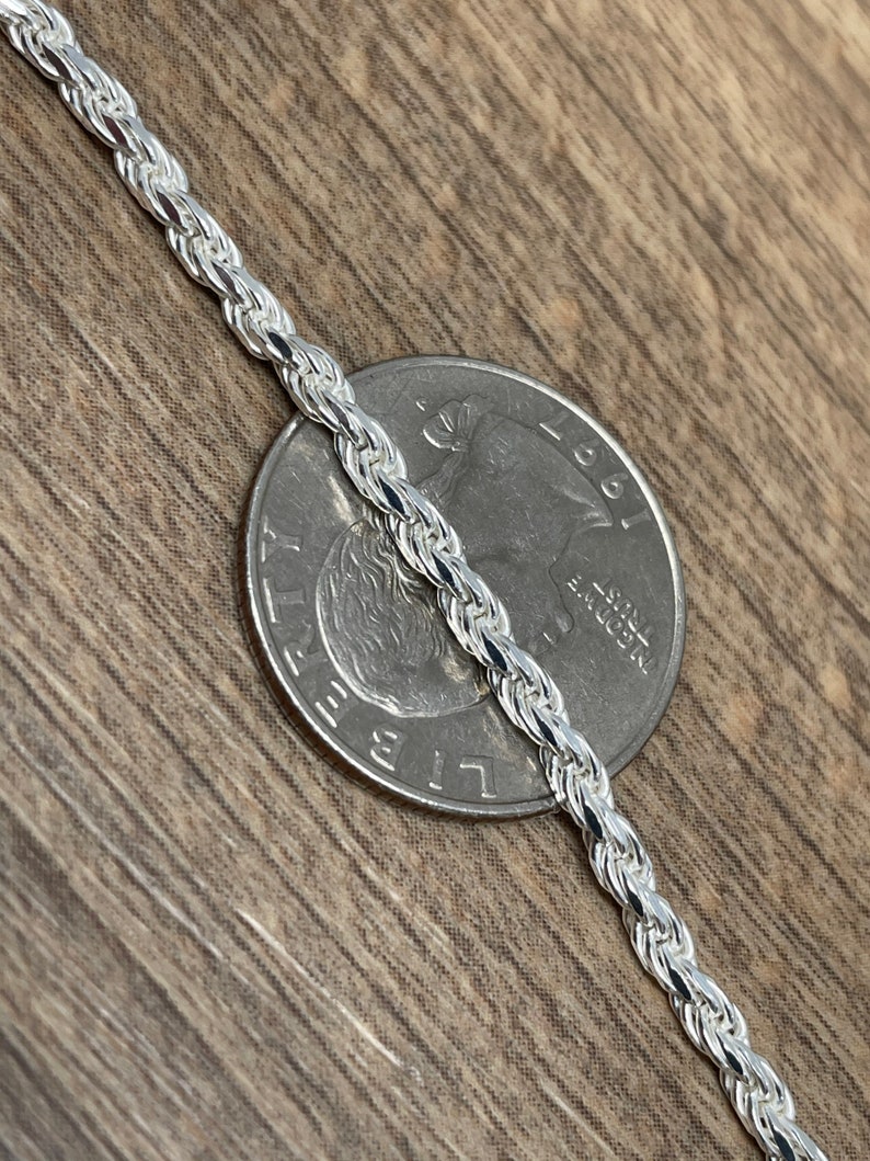 925 Sterling Silver Rope Chain Necklace Made in Italy 1mm - Etsy