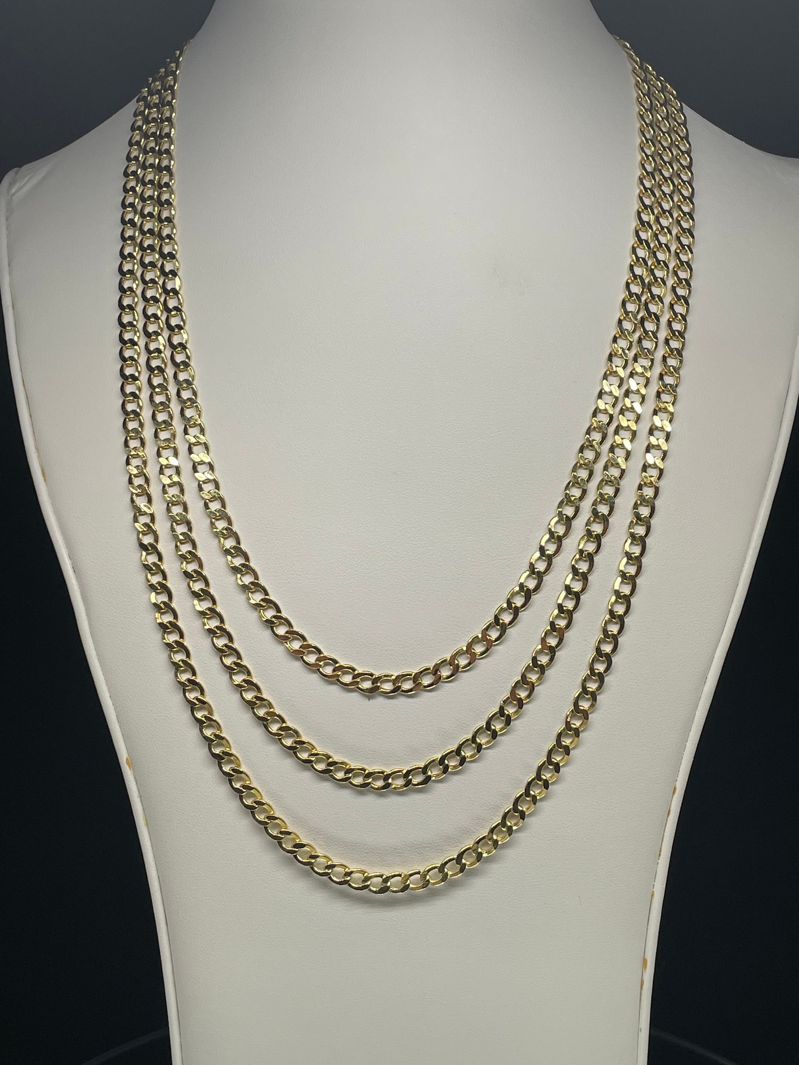 10K Solid Yellow Gold Cuban Link Chain Necklace, 5mm 16"-24", Thick ...