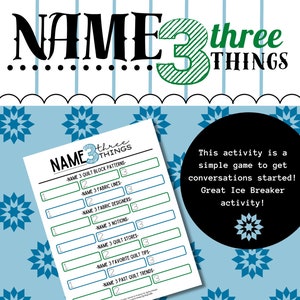 QUILT GAME, Name Three Things, Games for Retreats & Guilds, Instant ...