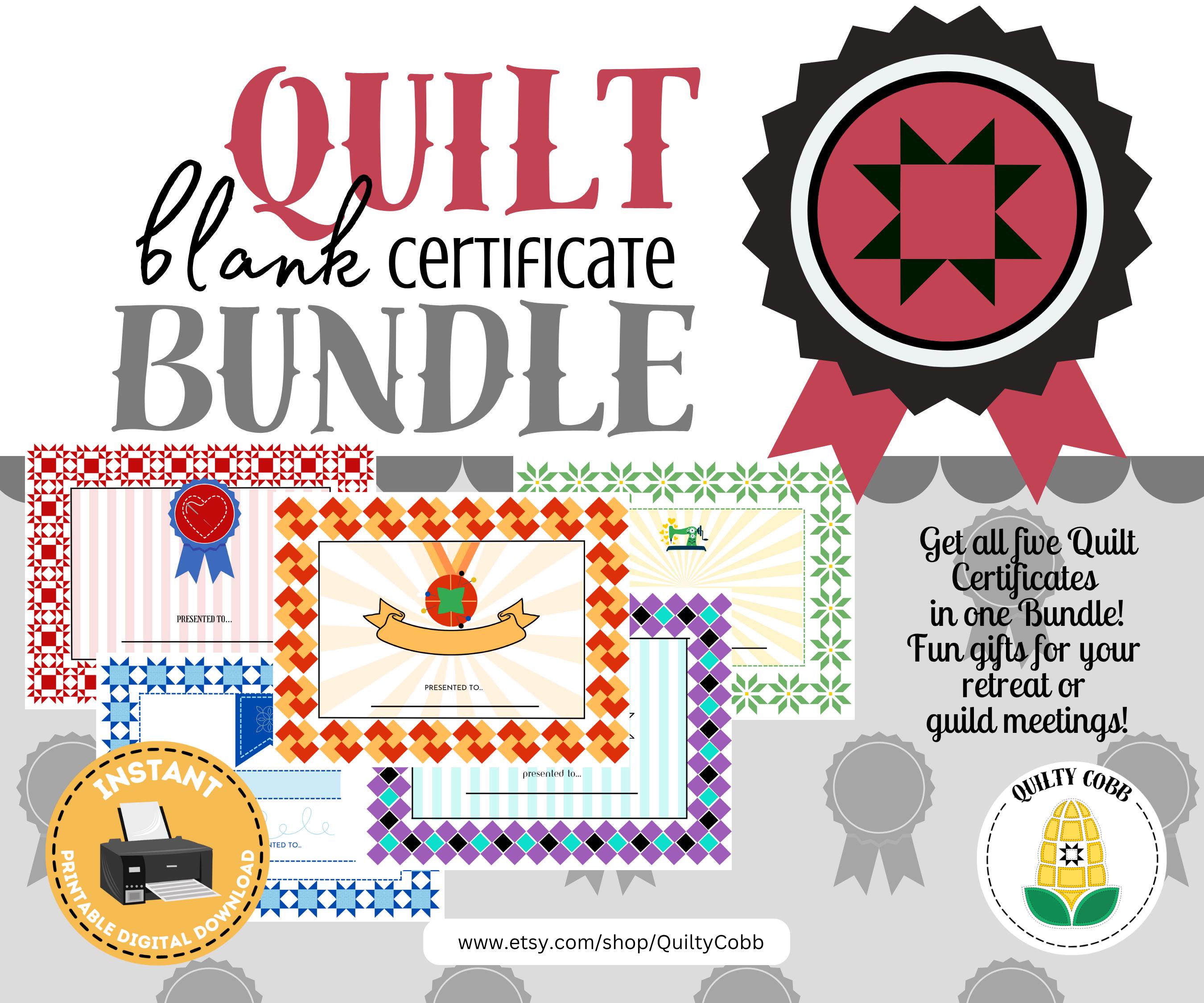 Blank Quilt Certificate Bundle: Retreat Award (digital Download) - Etsy