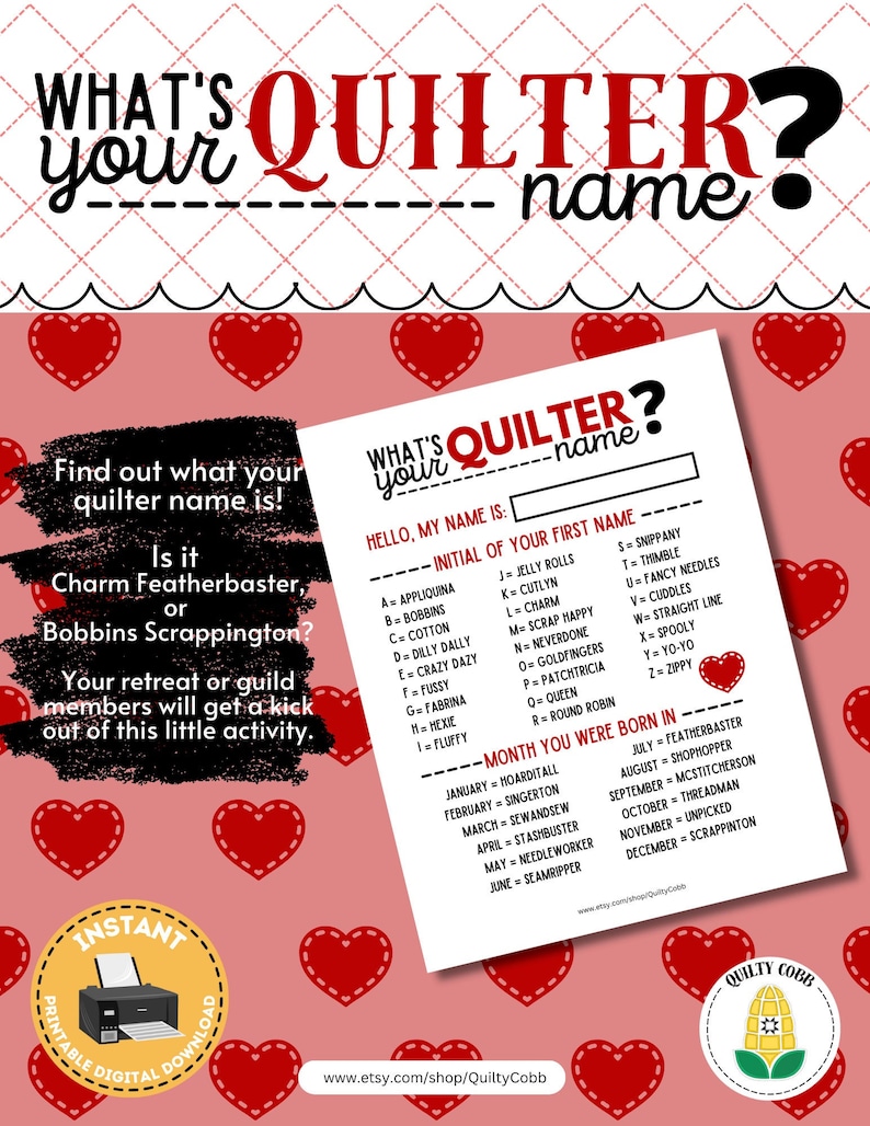 Quilt Name Game: Retreat & Guild Activity (digital Download) - Etsy