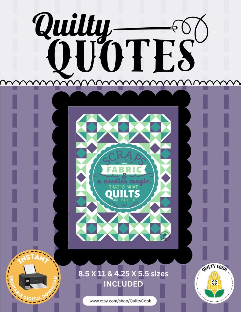 QUILT QUOTES, Digital Download, Printable Art, Quilty Cobb - Etsy