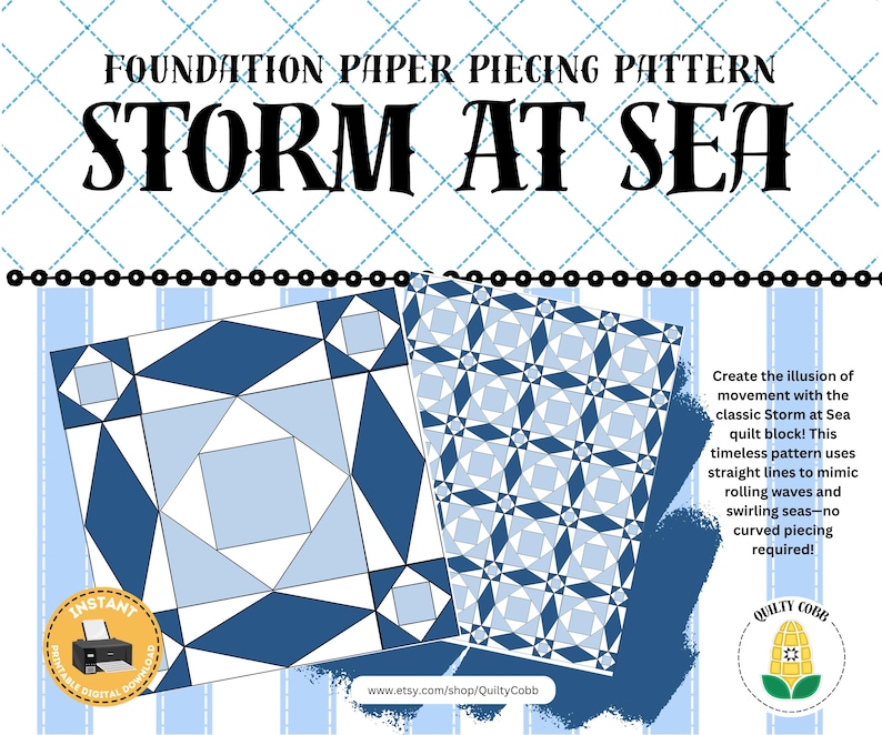 Storm at Sea Quilt Pattern: Foundation Paper Piecing (digital Download ...