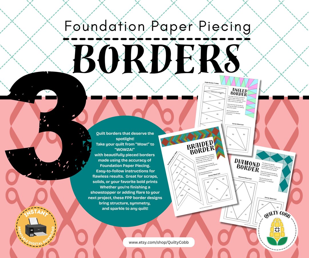 Foundation Paper Piecing Quilt Pattern: 3" Borders (digital Download ...