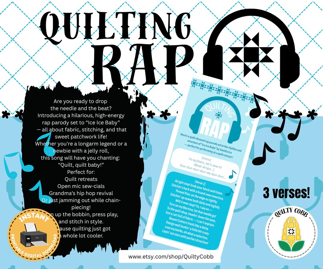 QUILT ACTIVITY, Quilting Rap, Instant Digital Download, Printable Game ...