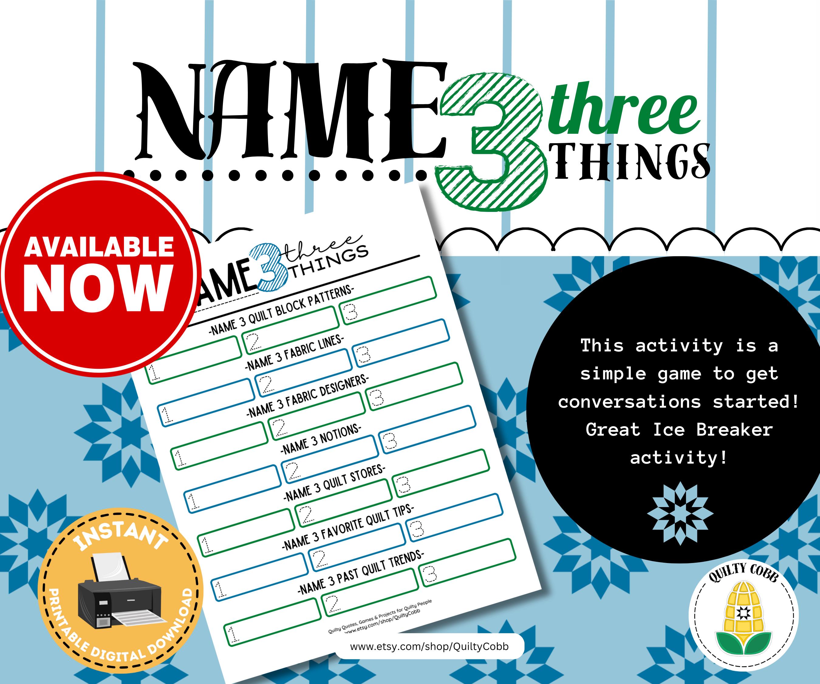 QUILT GAME, Never Have I Ever, Instant Digital Download, Printable Game ...