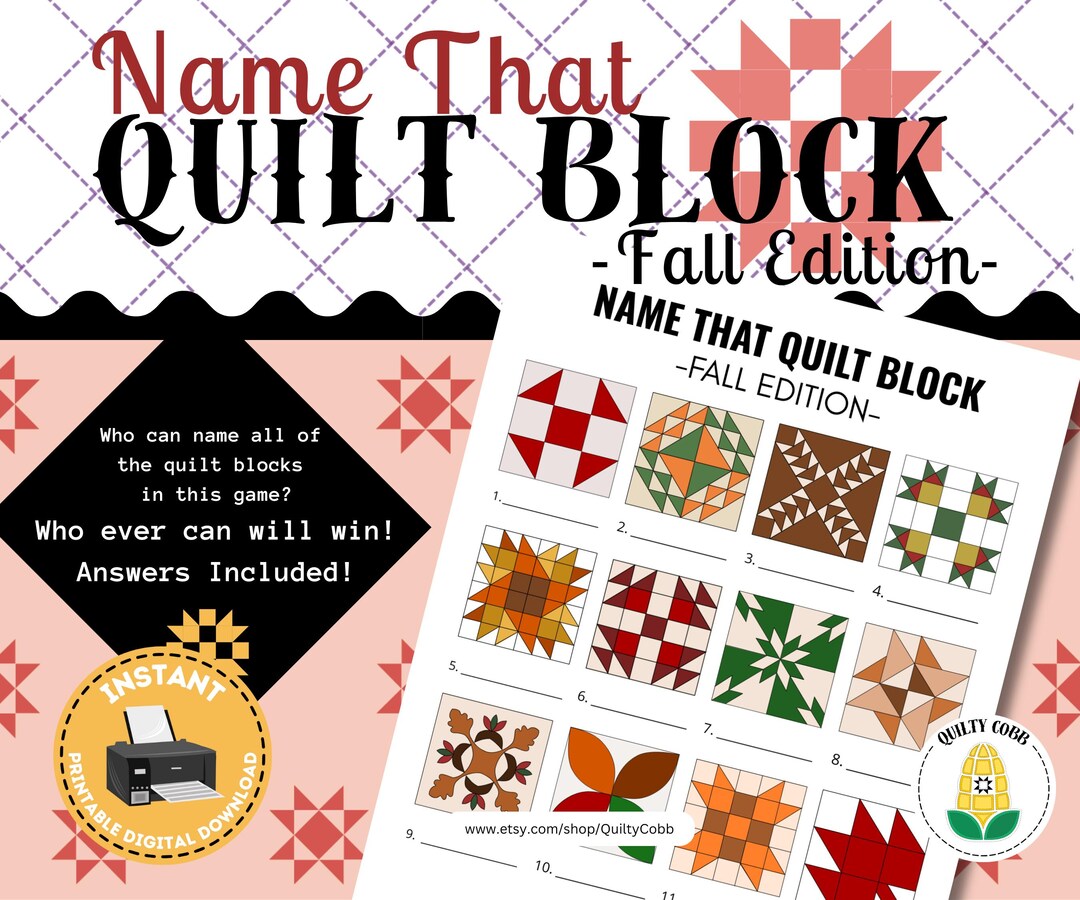 Fall Quilt Block Game: Name That Quilt, Printable (digital Download) - Etsy