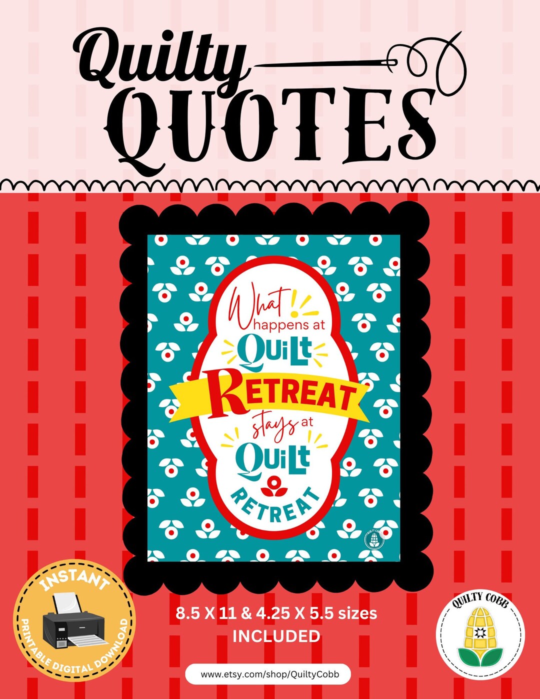 QUILT QUOTES, Quilt Retreat, Instant Digital Download, Printable Art ...