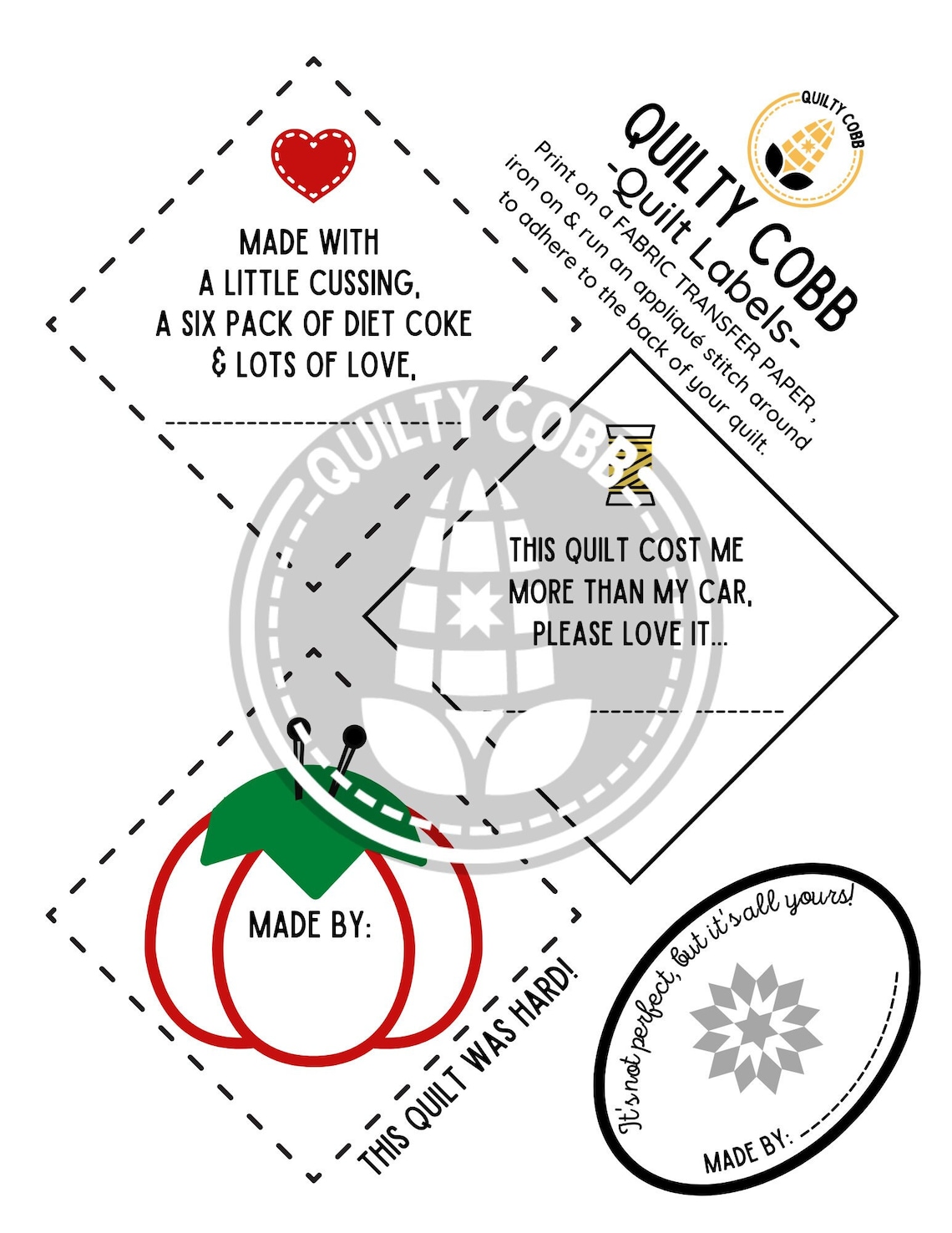 Funny Quilt Labels: Printable Quilt Retreat Gifts (digital Download) - Etsy