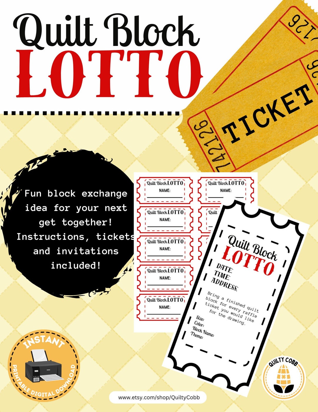 Quilt Block Lotto: Printable Game for Retreats (digital Download) - Etsy