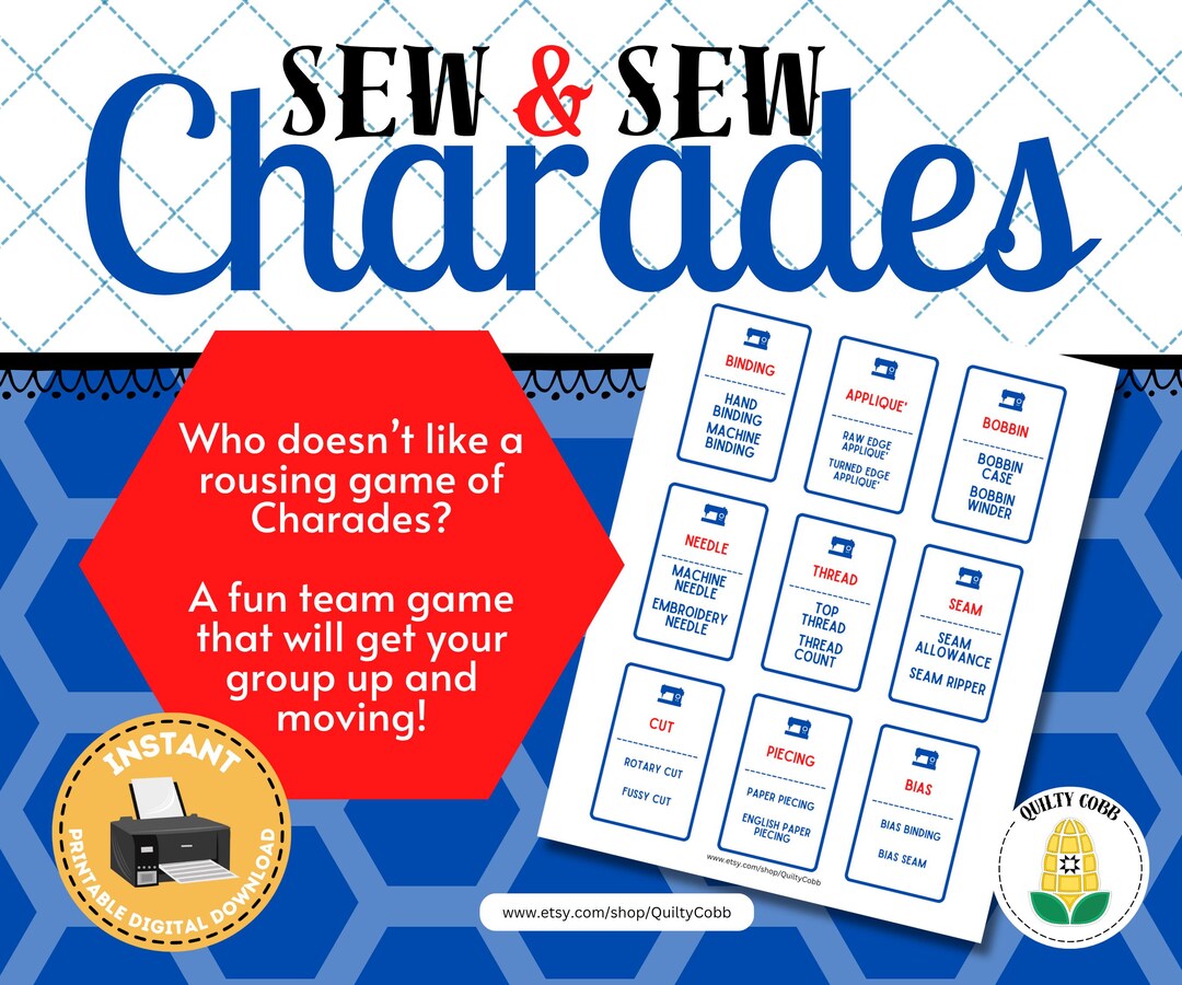 QUILT GAME, Quilt Charades, Instant Digital Download, Printable Games ...