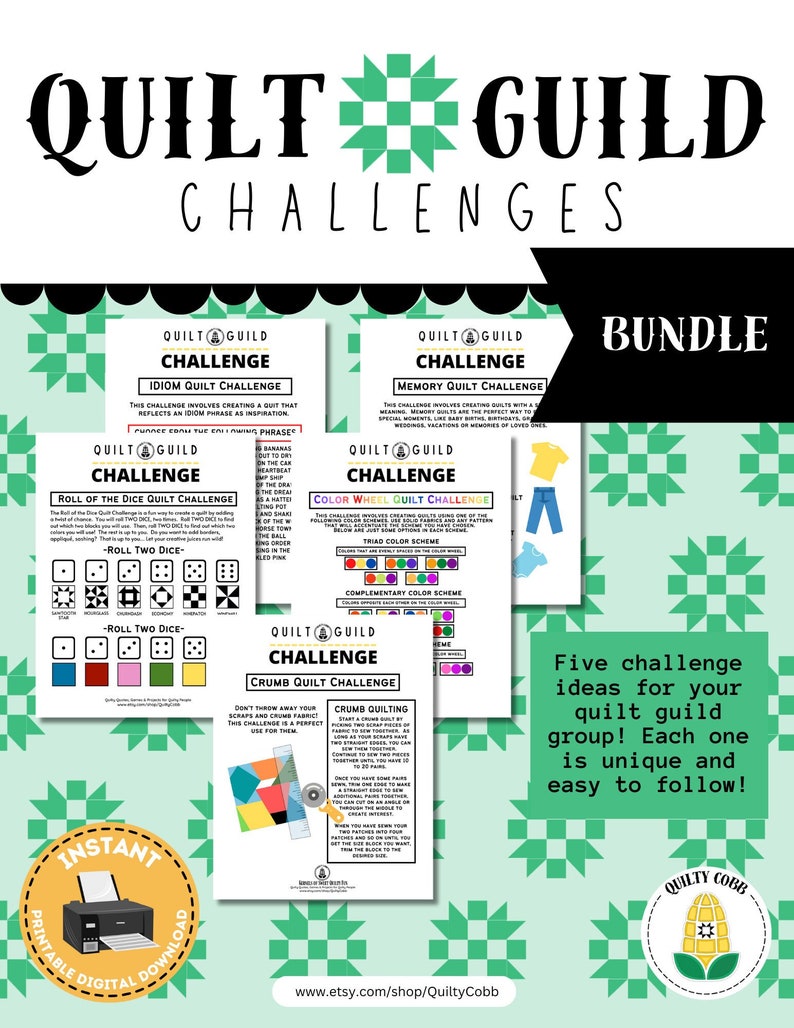 QUILT GUILD CHALLENGES, Bundle, Instant Digital Download, Printable ...