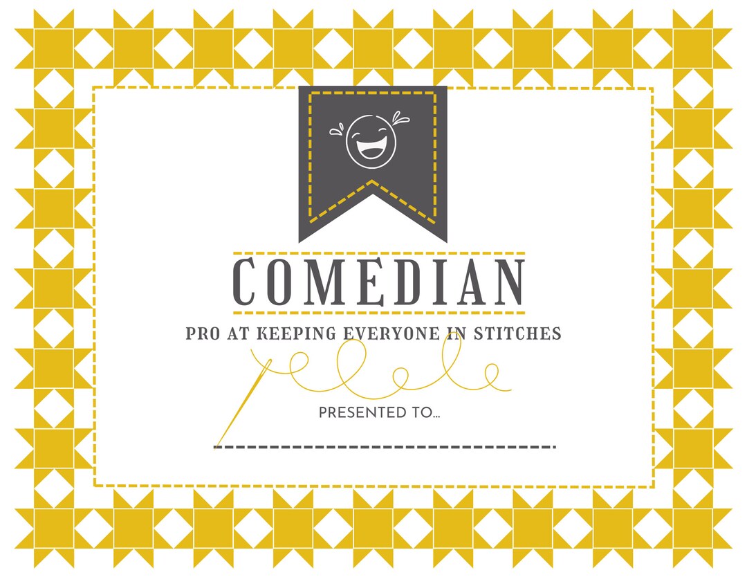 QUILT CERTIFICATE Award for Retreat Guild Meeting Comedian - Etsy