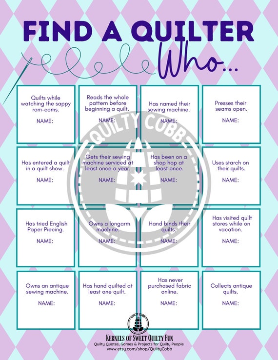 QUILT GAME Instant Digital Download Printable Game for - Etsy