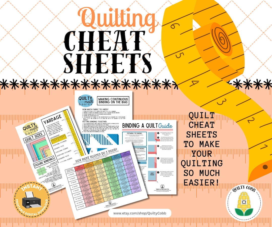 QUILT REFERENCE GUIDES, Beginner Quilting, Cheat Sheet, Bundle, Digital ...