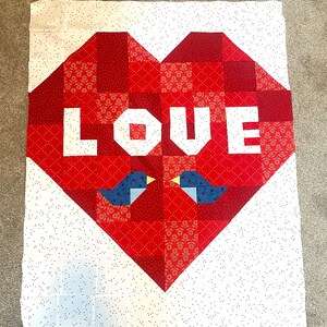 QUILT PATTERN, Love Birds Quilt, Valentines Day Quilt, Simple Beginner ...