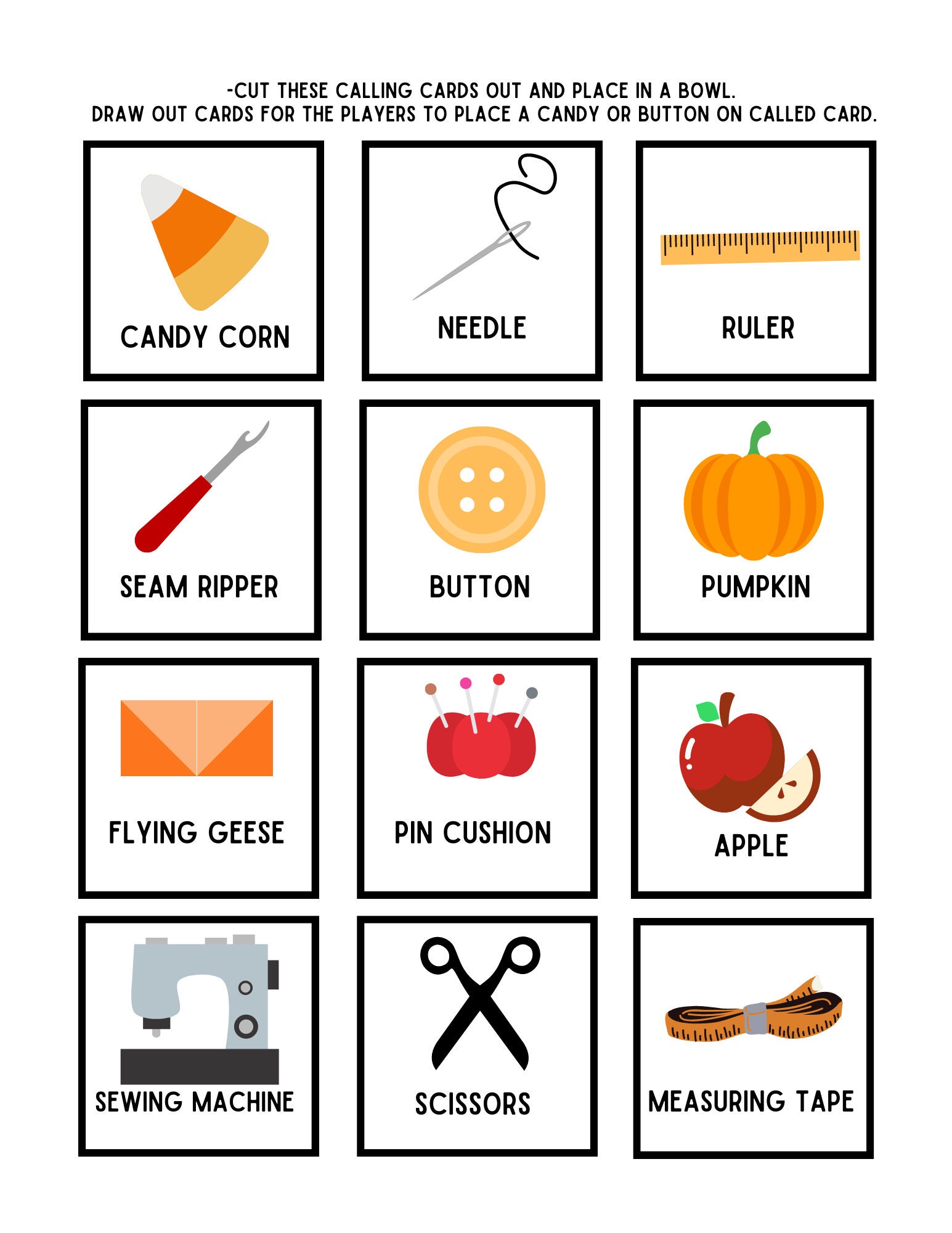 QUILT GAMES, FALL Quilt Bingo, Instant Digital Download, Printable Game ...