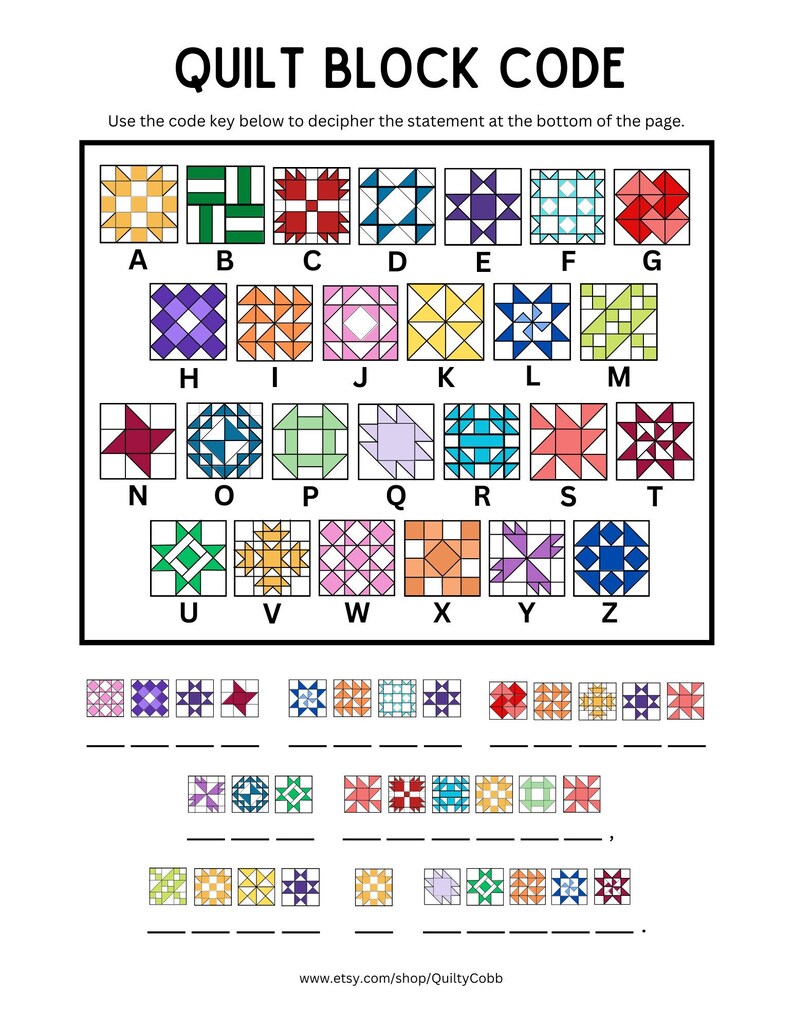 QUILT GAME Quilt Block Code Instant Digital Download - Etsy