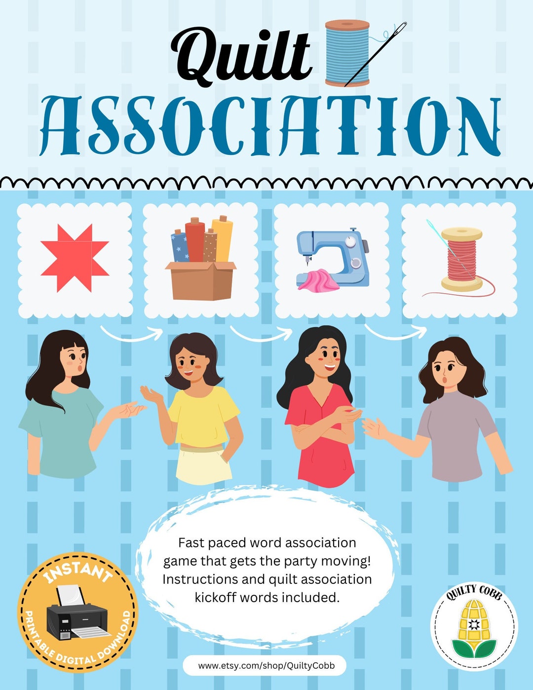 QUILT GAME, Quilt Association, Instant Digital Download, Game for ...