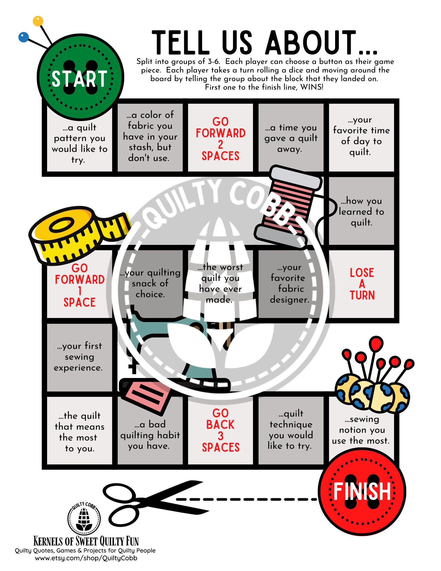 QUILT GAME Instant Digital Download Printable Get to Know - Etsy