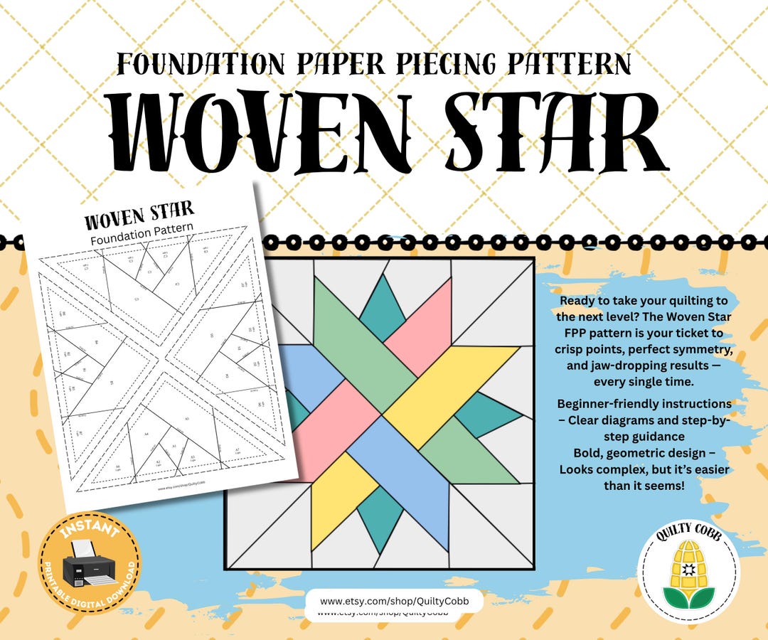 Woven Star Quilt Pattern: Foundation Paper Piecing (digital Download ...