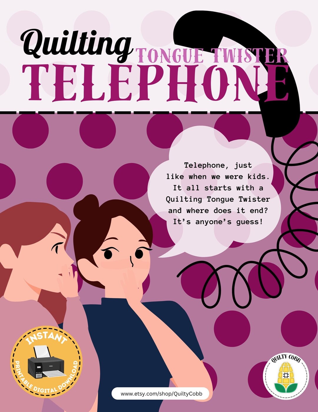 Quilt Tongue Twister Telephone Game: Retreat Activity (digital Download ...