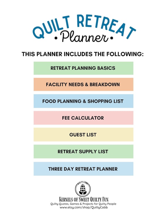 Quilt Retreat Planner 12 Page Planner Includes Digital | Etsy