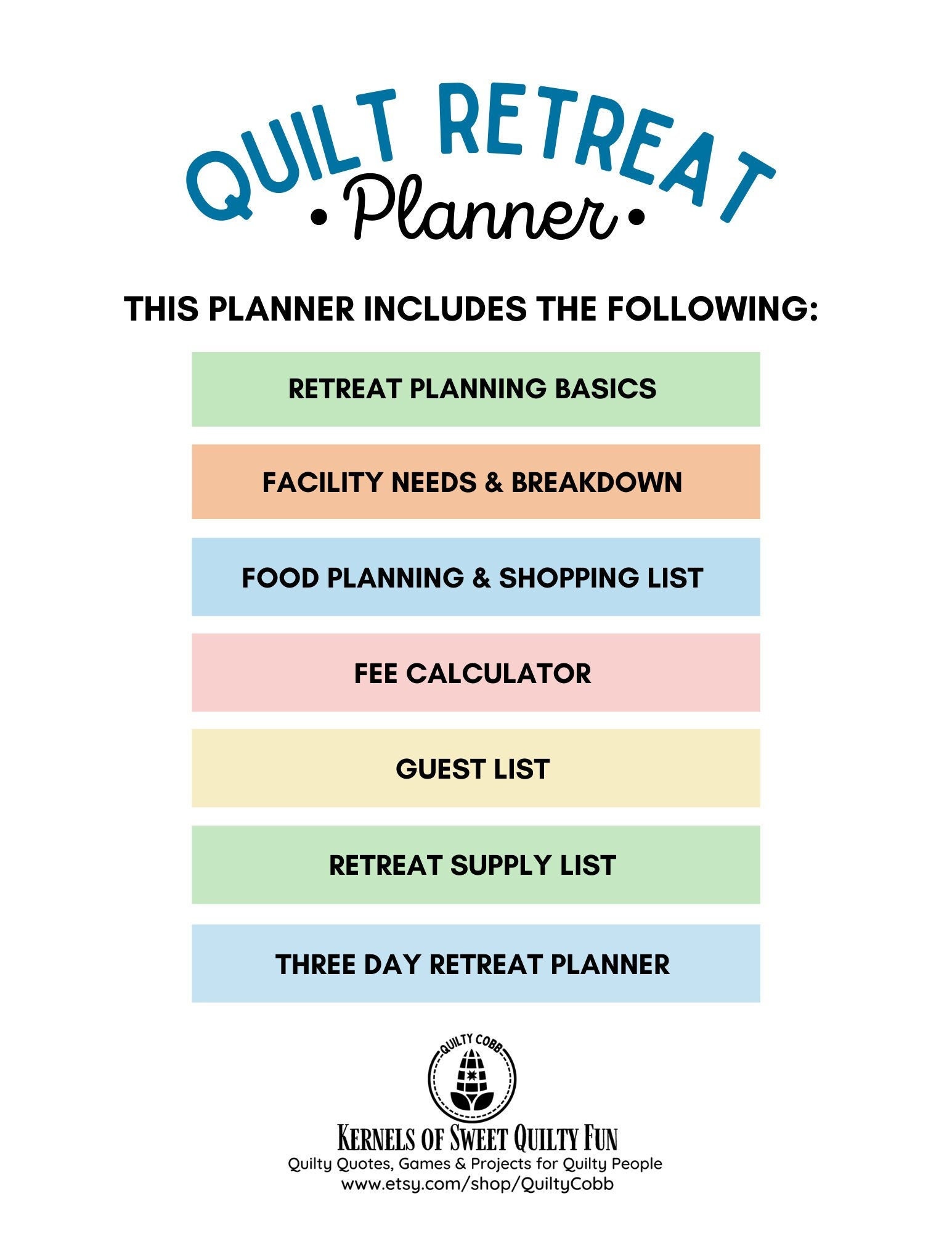 Quilt Retreat Planner, 12 Page Planner, Includes Digital Download - Etsy