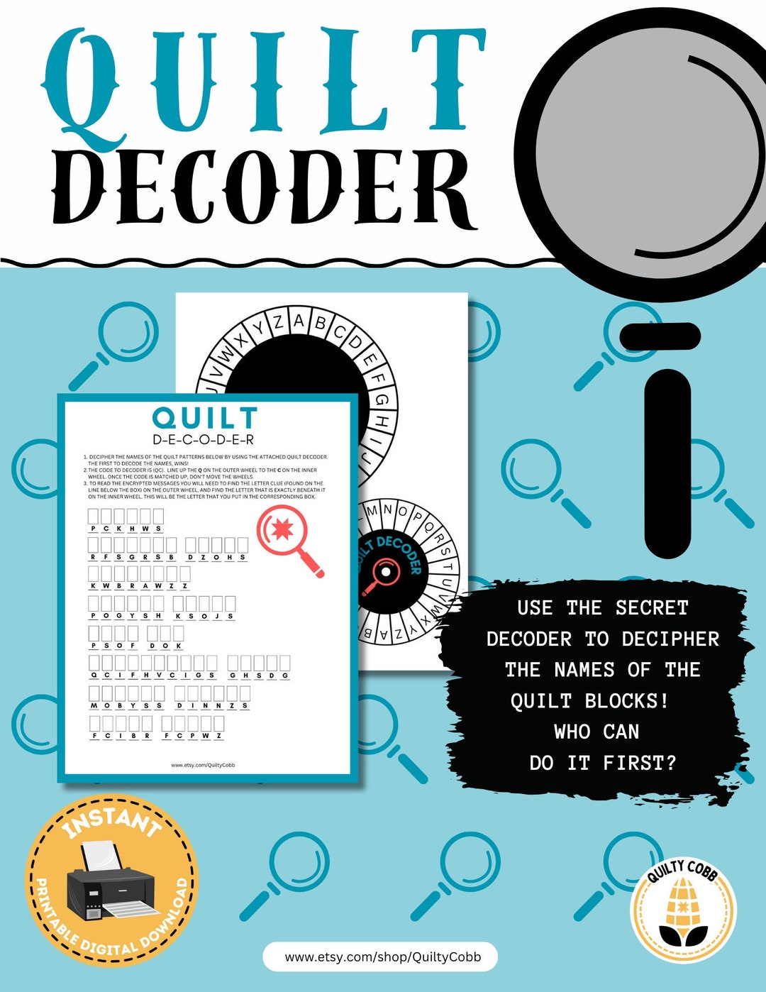 QUILT GAME, Quilt Decoder, Instant Digital Download, Printable Game for ...