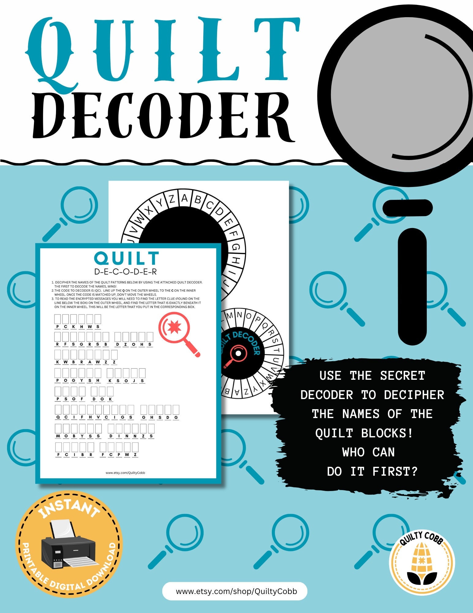 QUILT GAME, Quilt Decoder, Instant Digital Download, Printable Game for ...