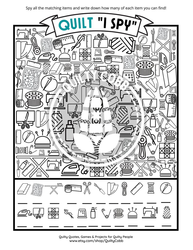 Quilt I Spy Game: Printable Activity (digital Download) - Etsy