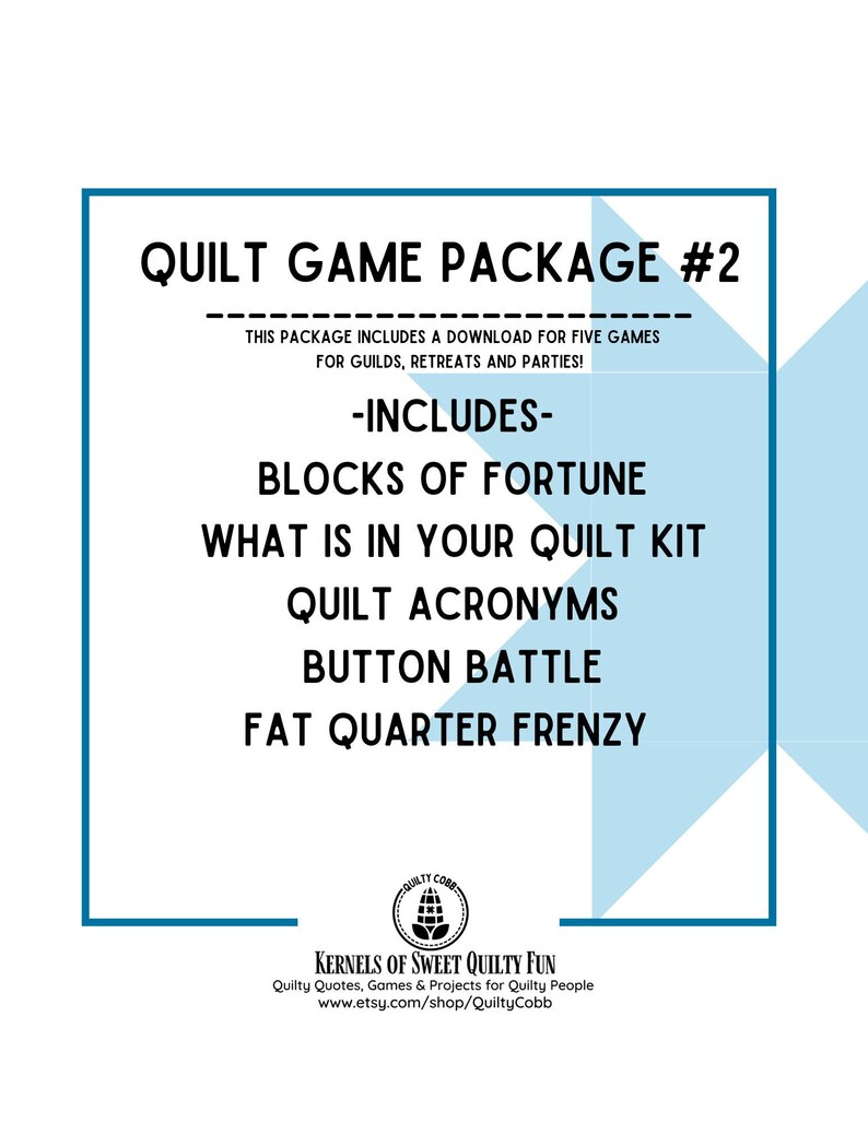 QUILT GAME Game Bundle Printable Package Instant Digital - Etsy