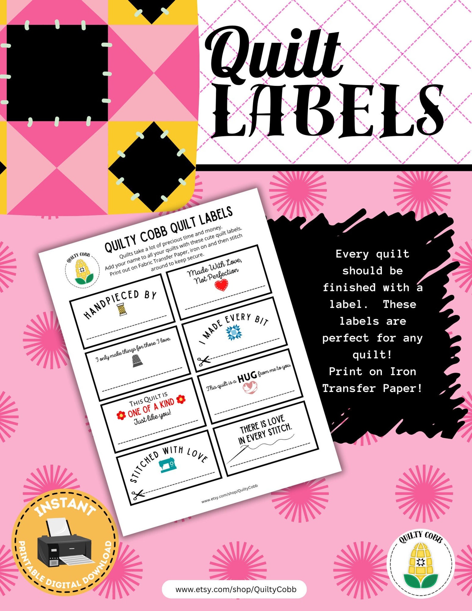 Quilt Labels, Cute Quilt Labels, Quilt Retreat, Gifts, Digital Product ...