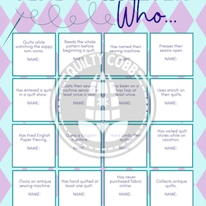 QUILT GAME Game Bundle Printable Game Package Instant - Etsy