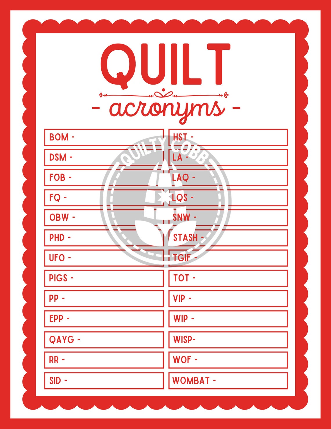 QUILT GAME Game Bundle Printable Package Instant Digital - Etsy