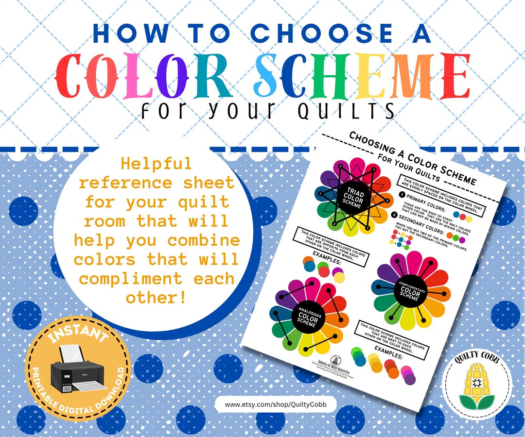 QUILT REFERENCE GUIDE, Color Scheme, Cheat Sheet, Instant Digital ...