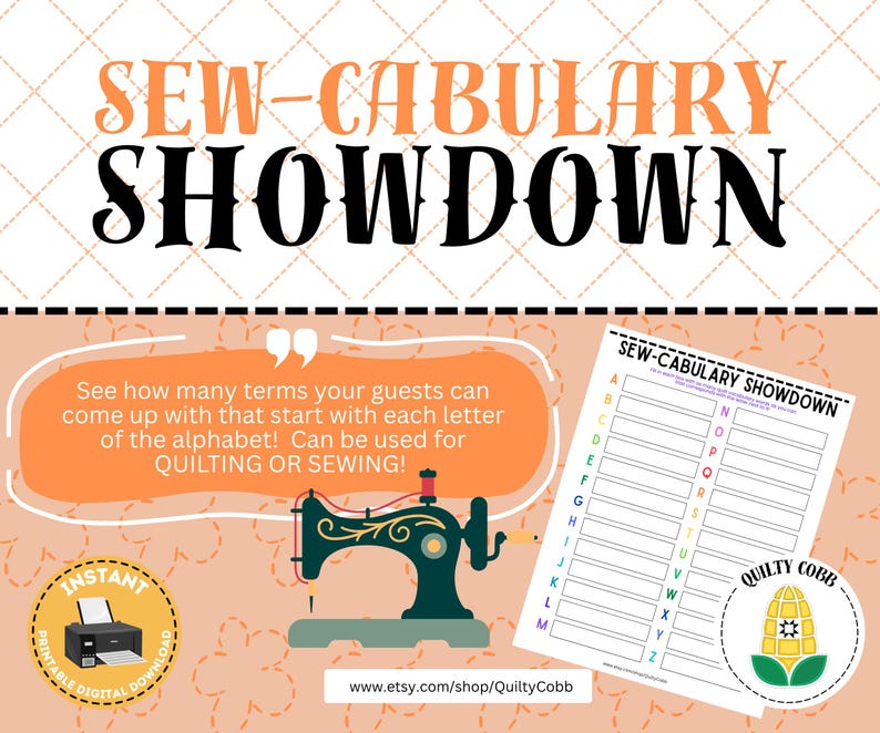 Quilting Vocabulary Game: Sew-cabulary Showdown (printable Digital ...
