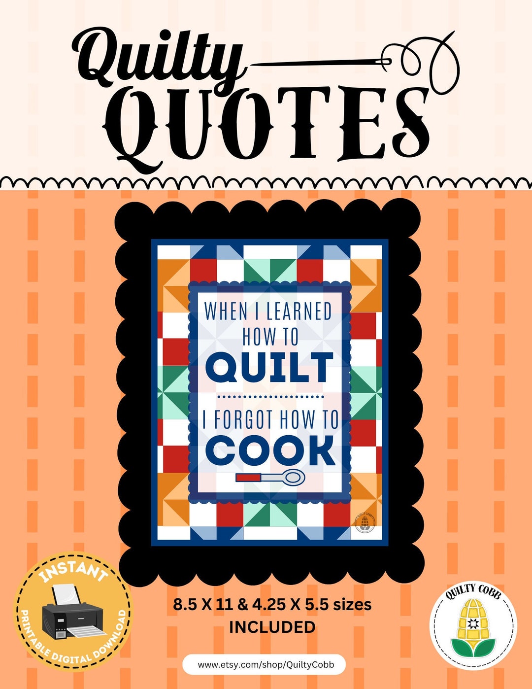 QUILT QUOTES, Instant Digital Download, Printable Art, Quilty Cobb - Etsy