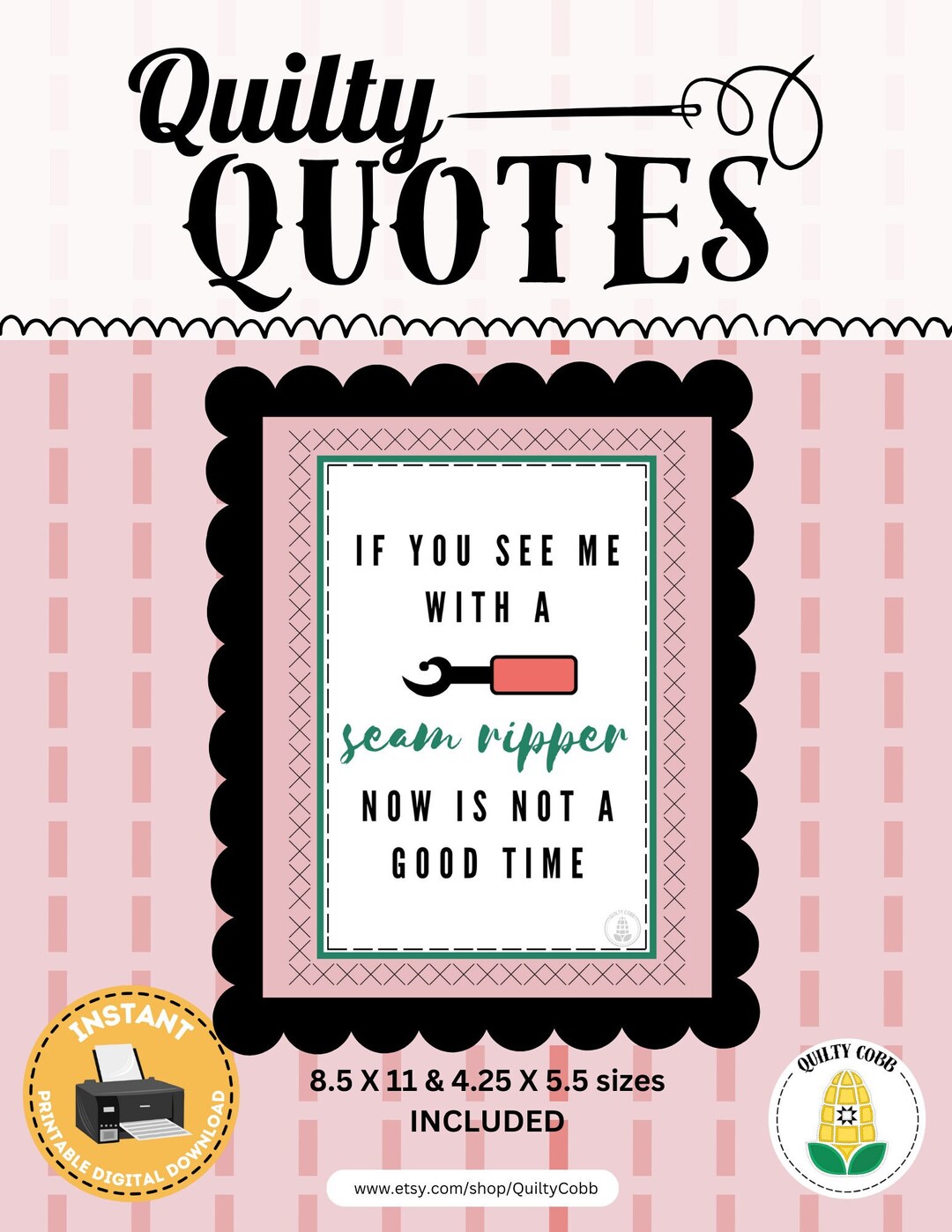 QUILT QUOTE, Seam Ripper, Instant Digital Download, Printable Art ...