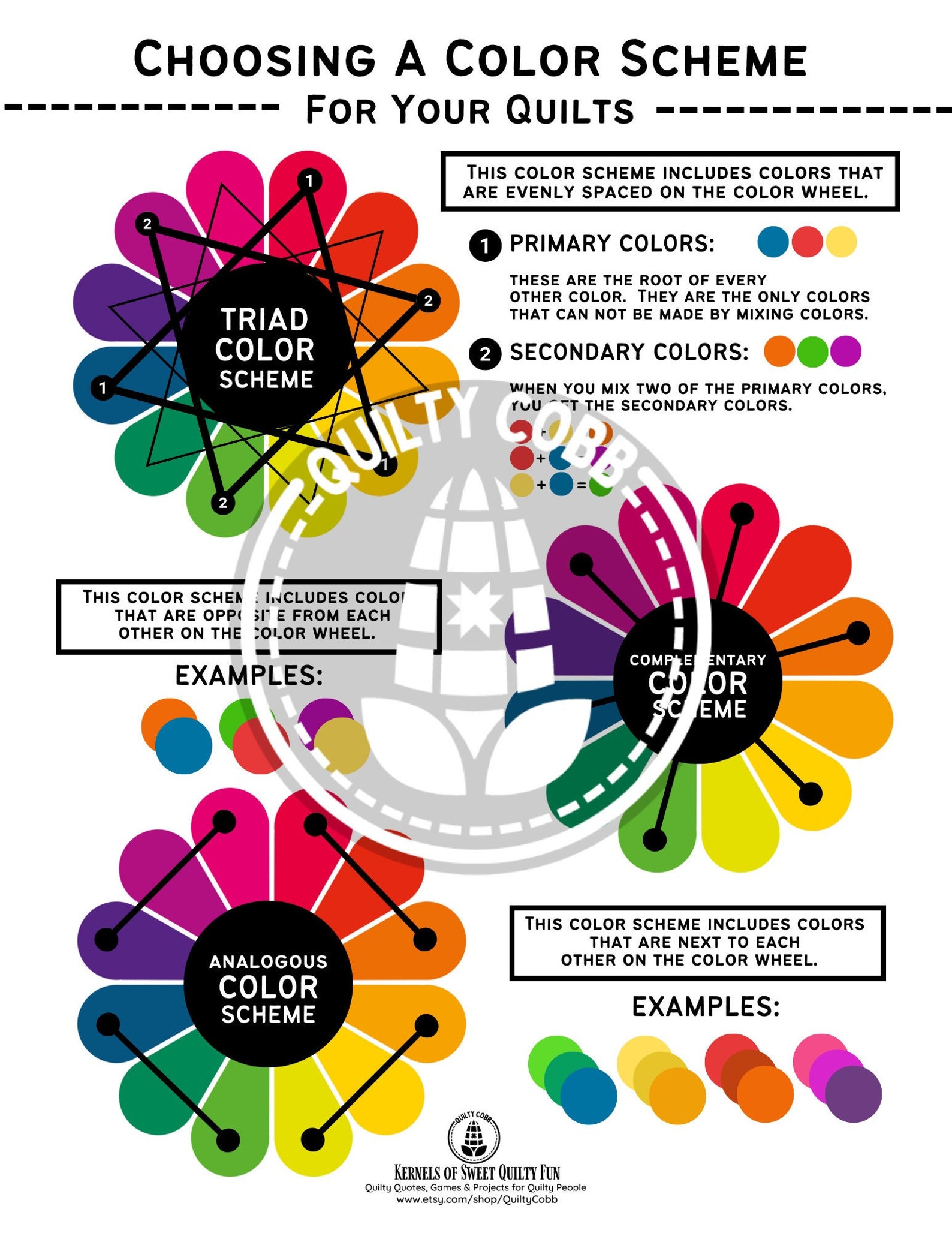 QUILT REFERENCE GUIDE, Color Scheme, Cheat Sheet, Instant Digital ...