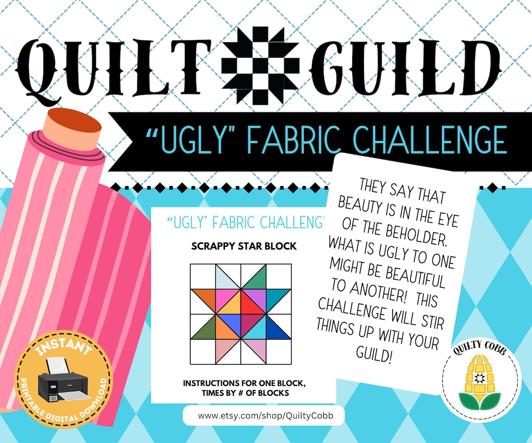 QUILT GUILT ACTIVITY, Ugly Fabric Challenge, Instant Digital Download ...
