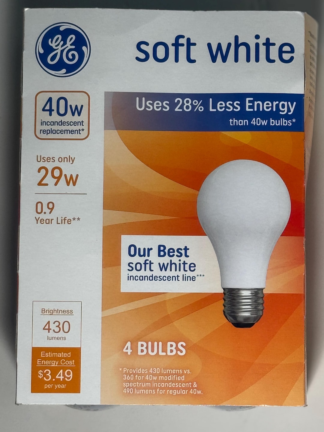 GE 40W Soft White Edison Bulb Replacement: A19 E26 (4-pack, Non-led ...