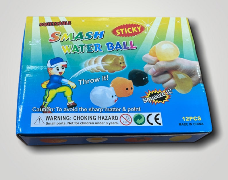 Happy Splat Ball Fun Squeezable Sticky Smash Ball Clear Eyes New 12 Pcs ...