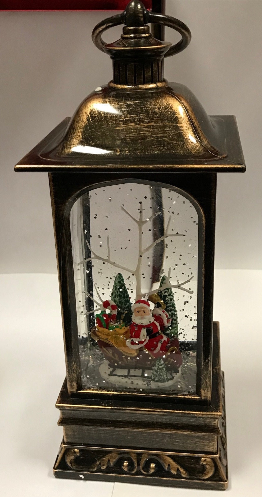 Santa Sleigh Holly Christmas Snow Globe Musical & Led Lighted Water ...