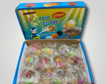 Happy Splat Ball Fun Squeezable Sticky Smash Ball Clear Eyes New 12 Pcs ...