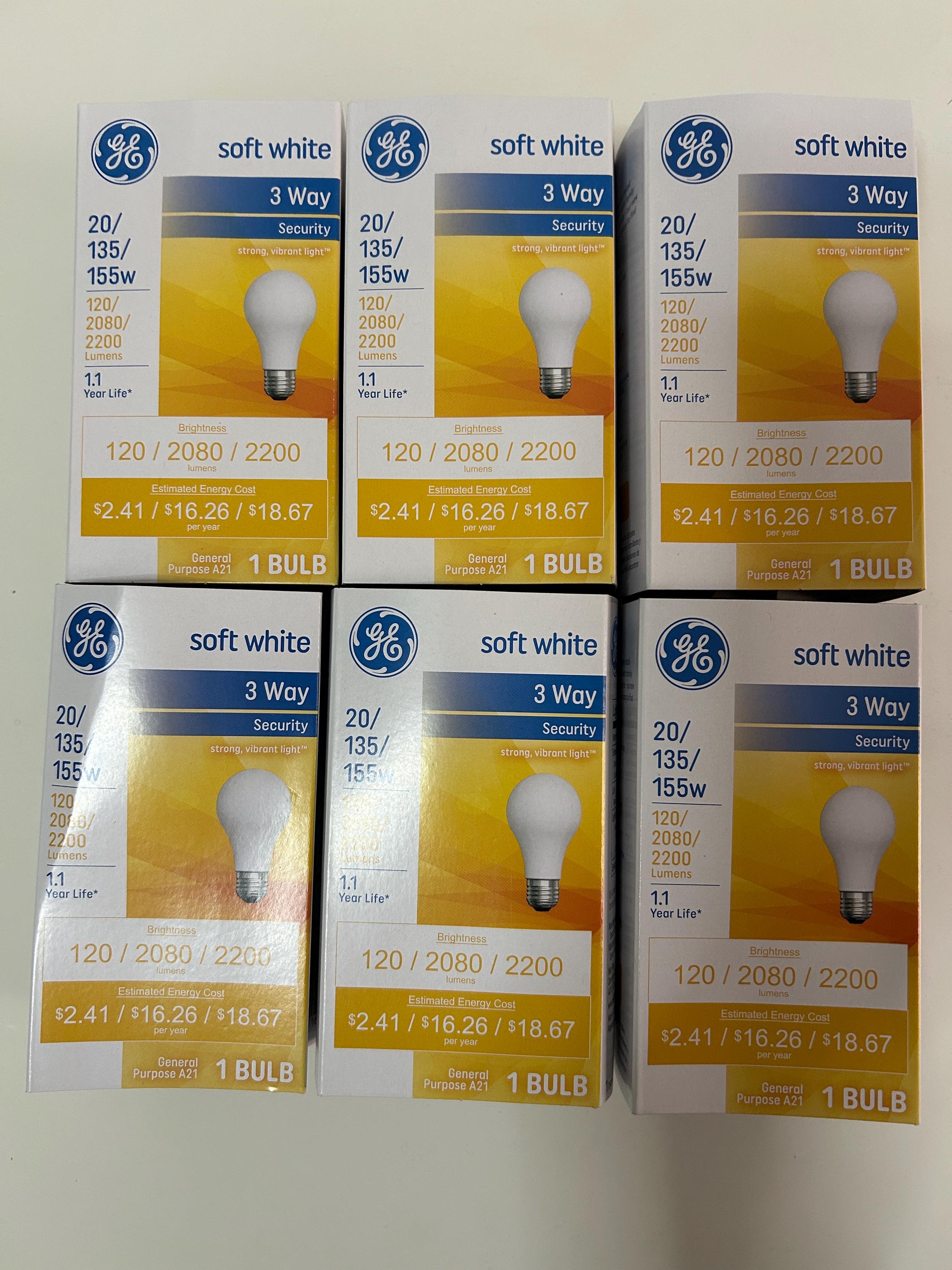GE 3-way Soft White Light Bulb 20/135/155w (6-pack) - Etsy