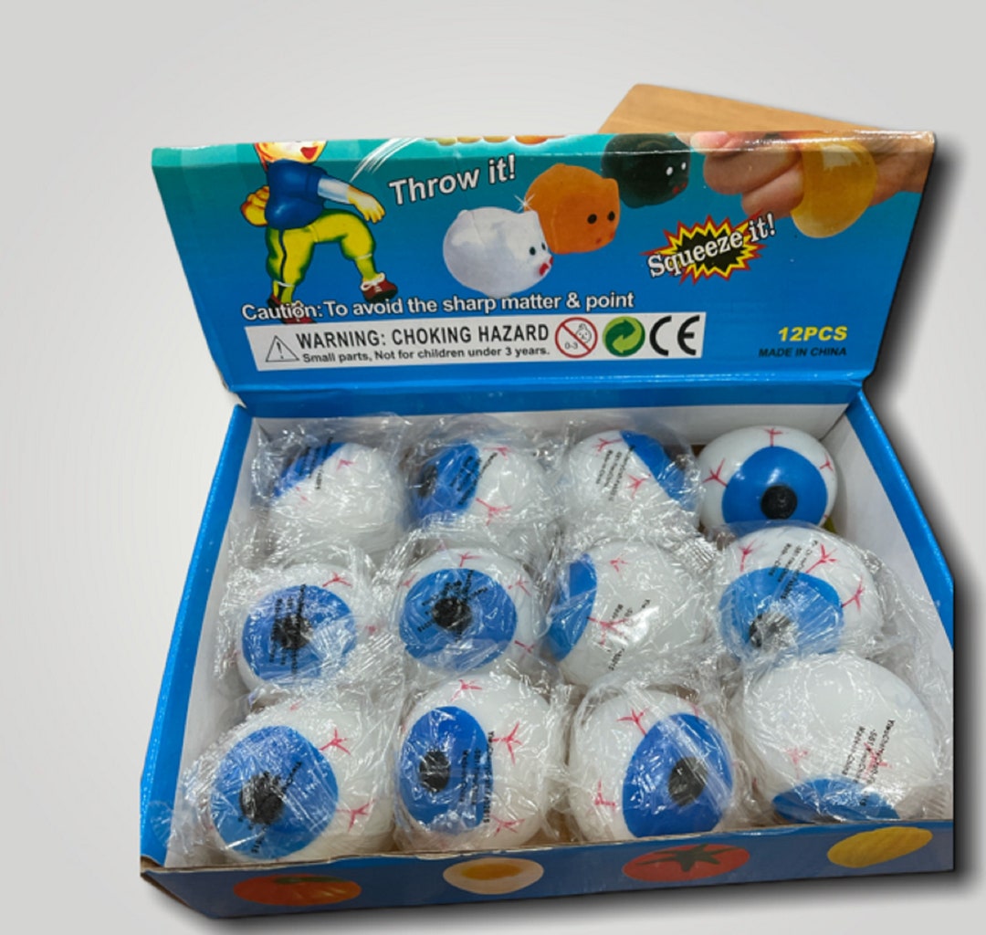 Happy Splat Ball Fun Squeezable Sticky Smash Ball Clear Eyes New 12 Pcs ...