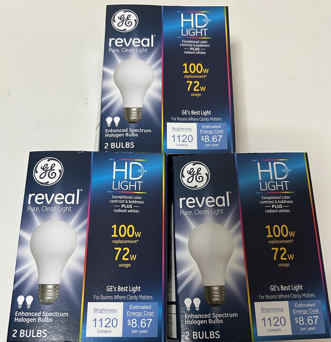 GE 100w Equivalent Reveal HD 6 Light Bulbs: 3000K, 1120 Lumens 3 Pack ...